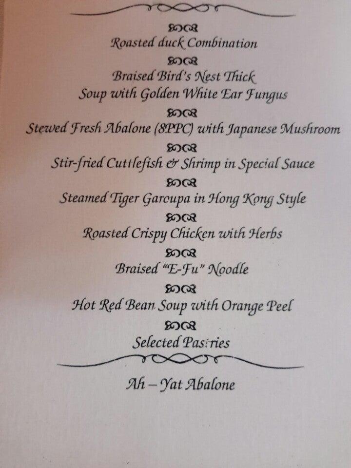 Menu at Ah Yat Abalone Seafood Restaurant, Jimbaran