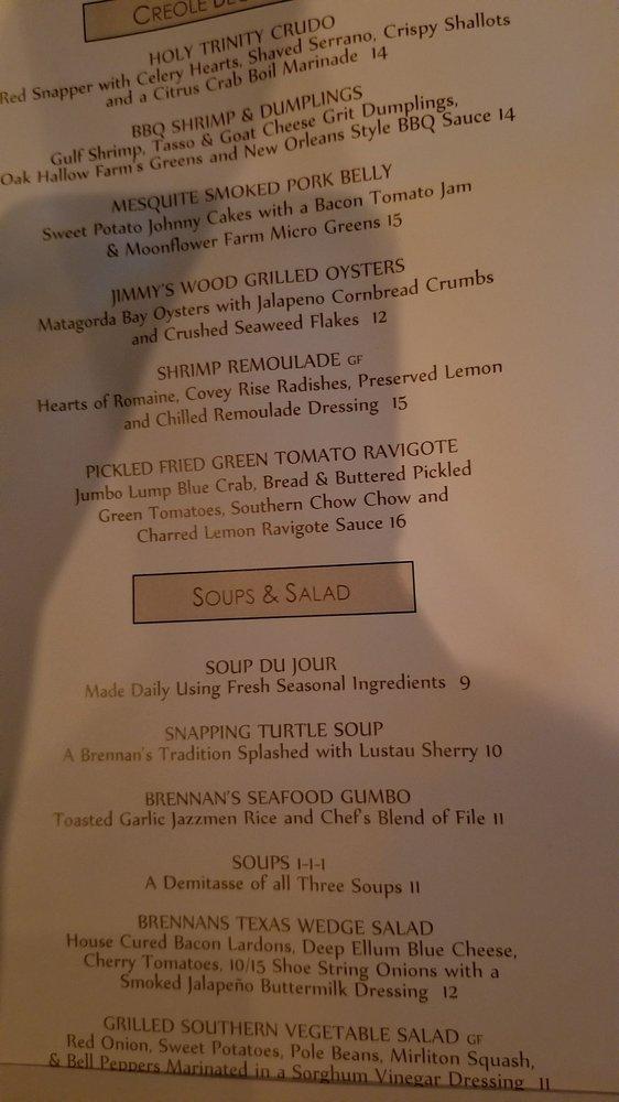 Menu at Brennan's of Houston restaurant, Houston