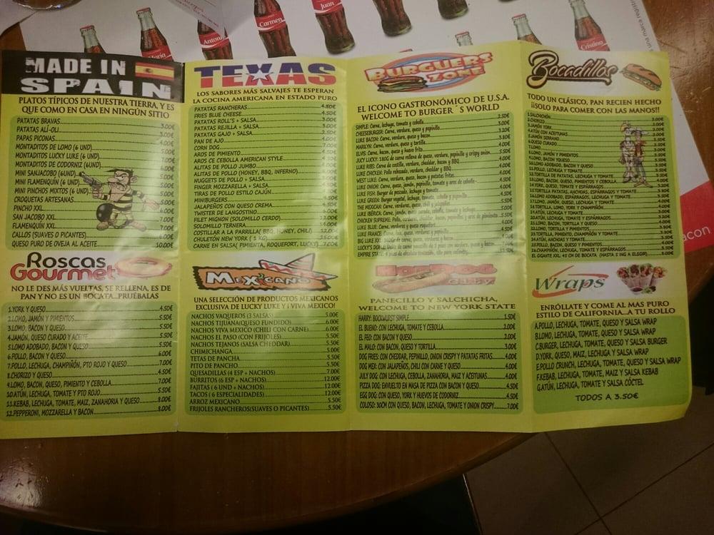 Menu at Lucky Luke pizzeria, Lucena