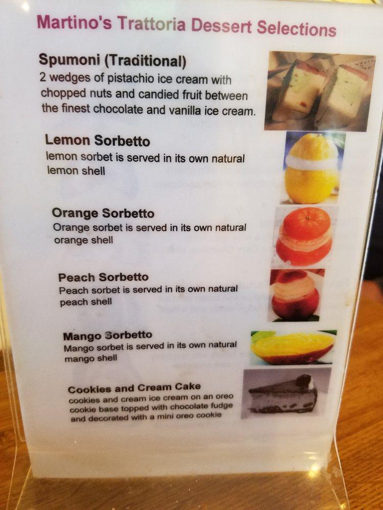 Menu at Martinos Trattoria & Pizzeria, Vineland