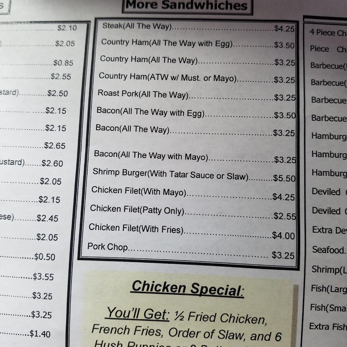 Menu at Merritt's Burger House fast food, Wilmington
