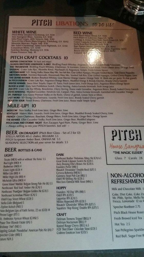 Menu at Pitch Pizzeria, Omaha, Underwood Ave