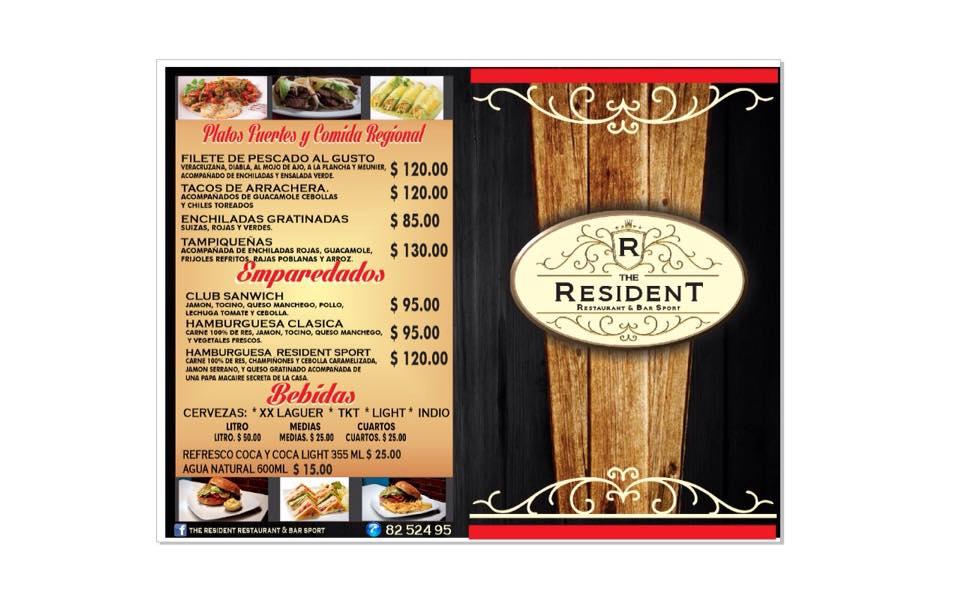 Menu at The Resident Restaurant & Bar Sport, Coatzintla