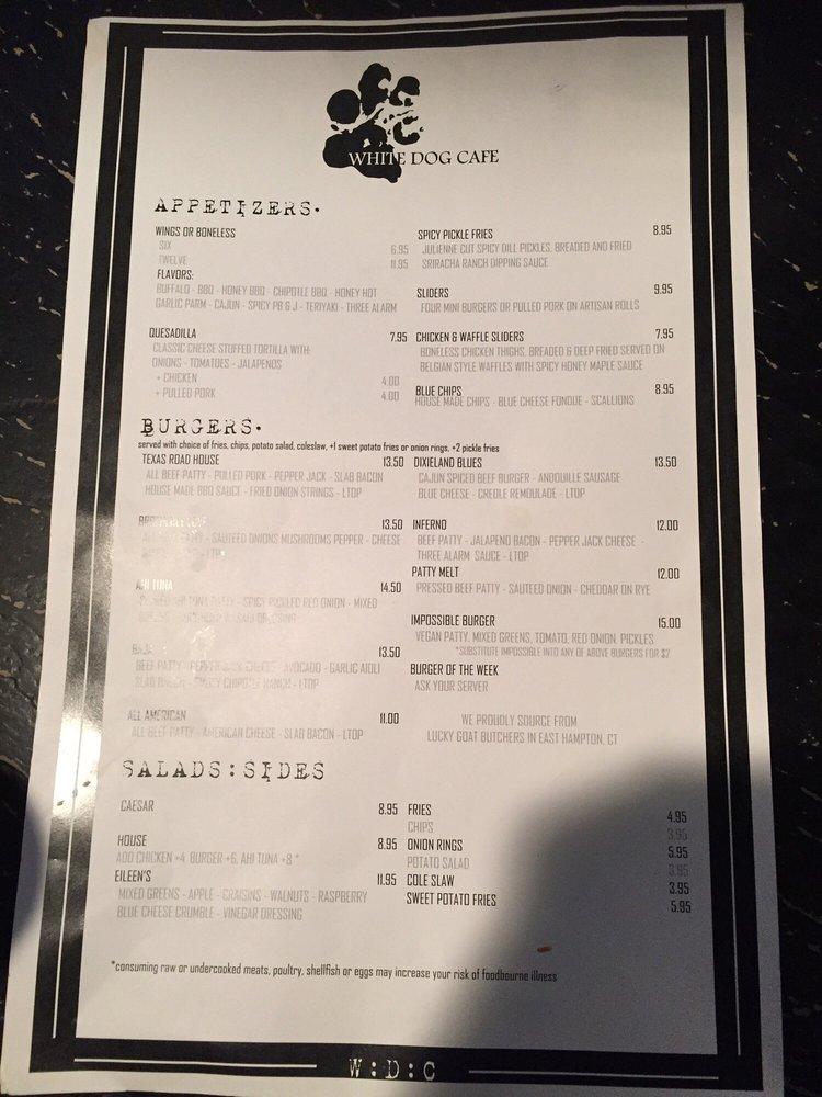 Menu at White Dog Cafe, Portland