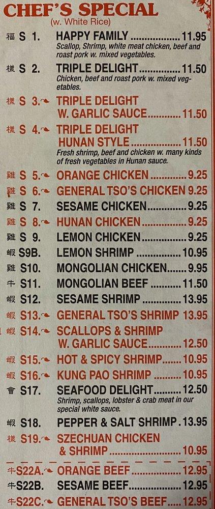 Menu at Chef Lin's To Go restaurant, Lubbock