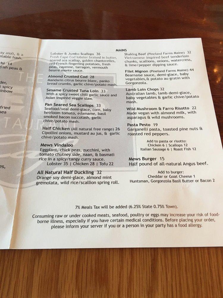 Menu at The Mews Restaurant & Cafe, Provincetown