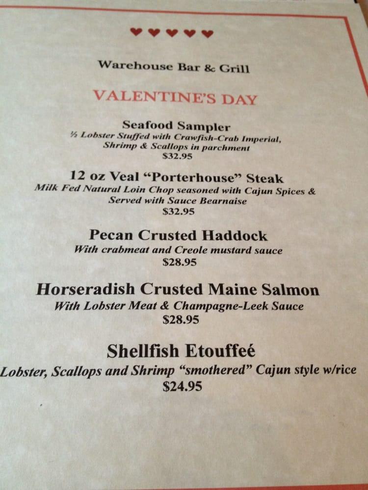 Menu at The Warehouse steakhouse, Alexandria, 214 King St