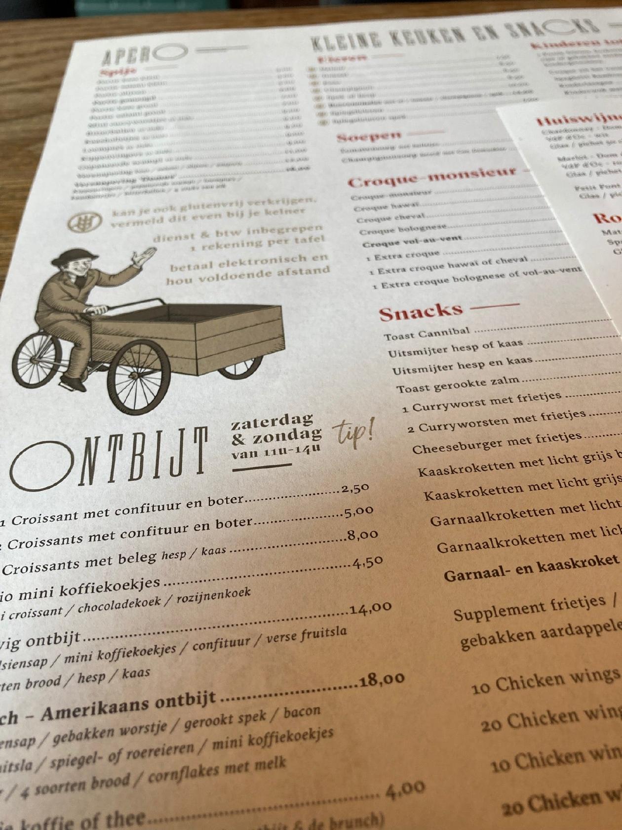 Menu at Domus, Leuven, Tiensestraat 8