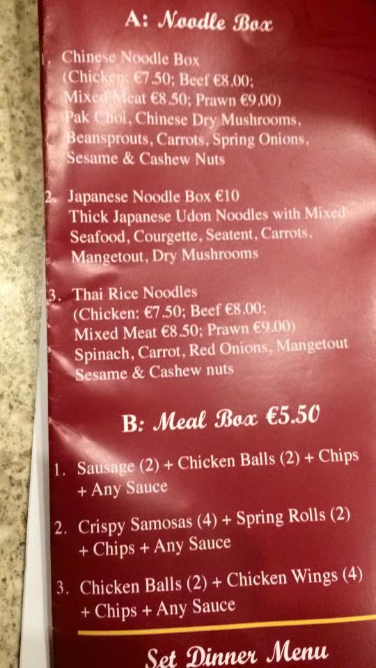 Menu at Golden Lily Chinese Restaurant and Take-away, Cork