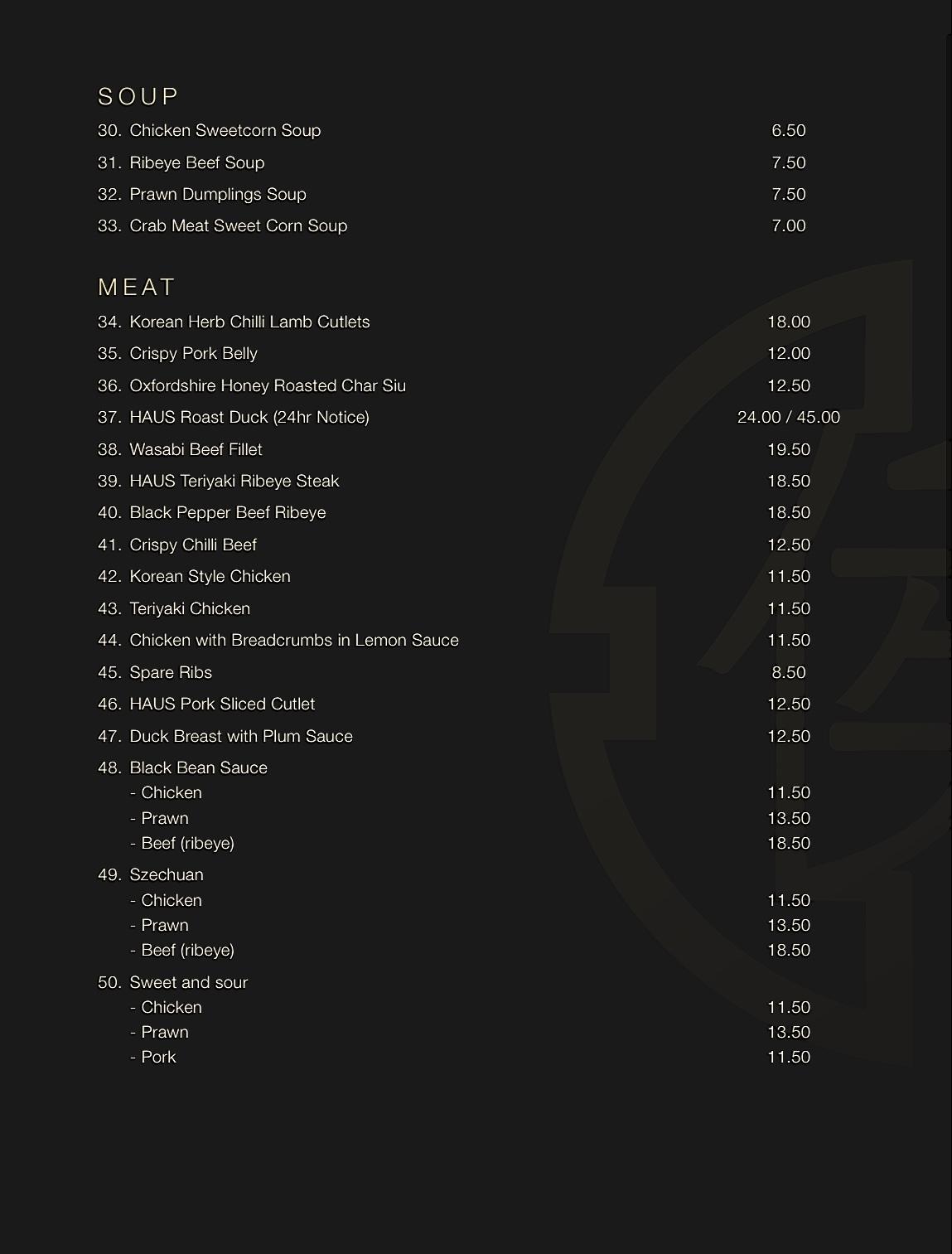 Menu at HAUS Bar & Restaurant, Cuffley