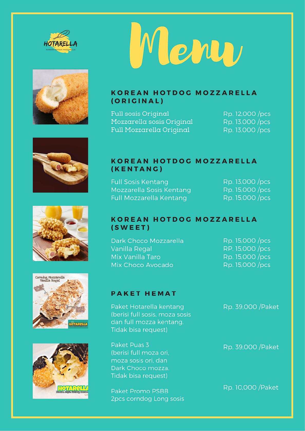 Menu at Hotarella (korean corndog and Topokki), Tangerang