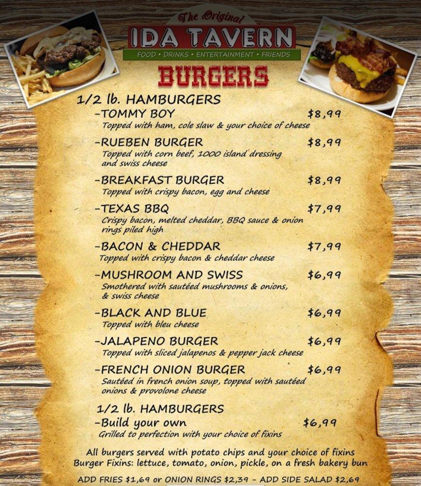 Menu at The Original Ida Tavern pub & bar, Ida