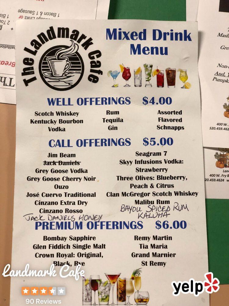 Menu at Landmark Cafe, Sierra Vista, 400 W Fry Blvd #1