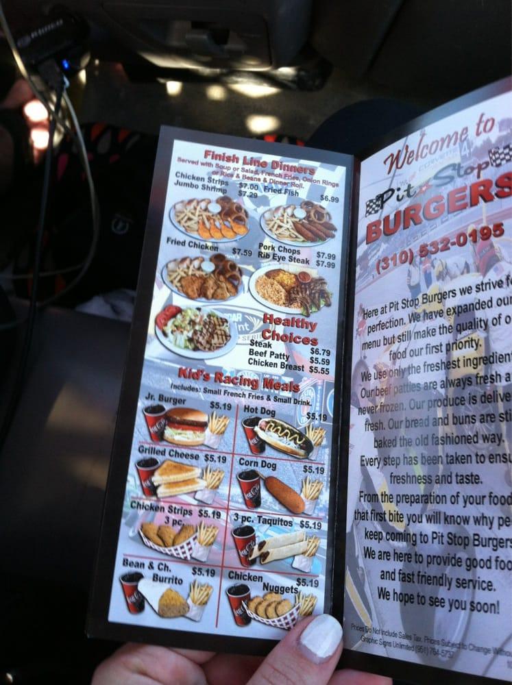 Menu at Pit Stop Best Burgers restaurant, Torrance
