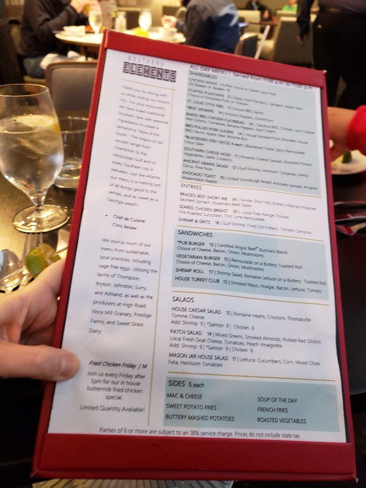 Menu at Southern Elements pub & bar, Atlanta, 255 Courtland St NE