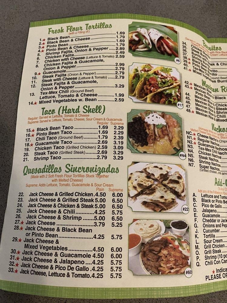 Menu at Taco Place restaurant, New York City, 94-03 63rd Dr