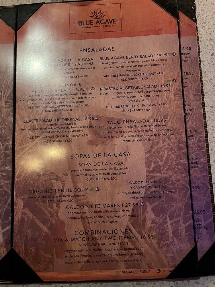 Menu at The Blue Agave pub & bar, Ventura