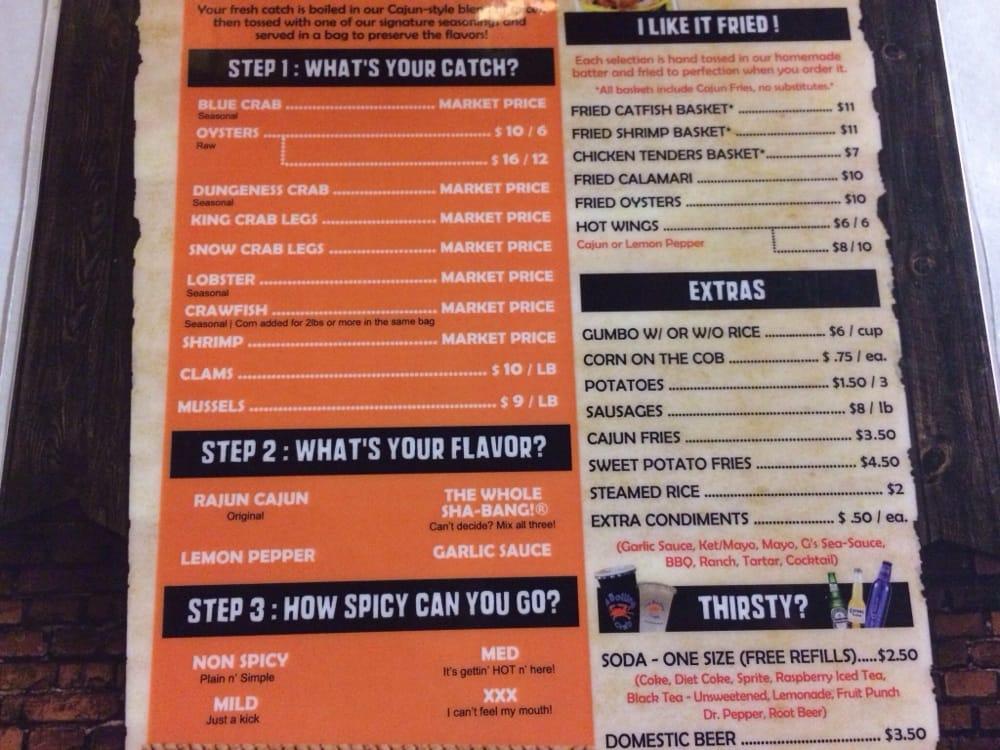 Menu at The Boiling Crab restaurant, San Jose, 71 Curtner Ave Suite 20