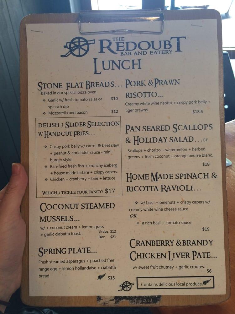 Menu at Redoubt Bar & Eatery, Matamata