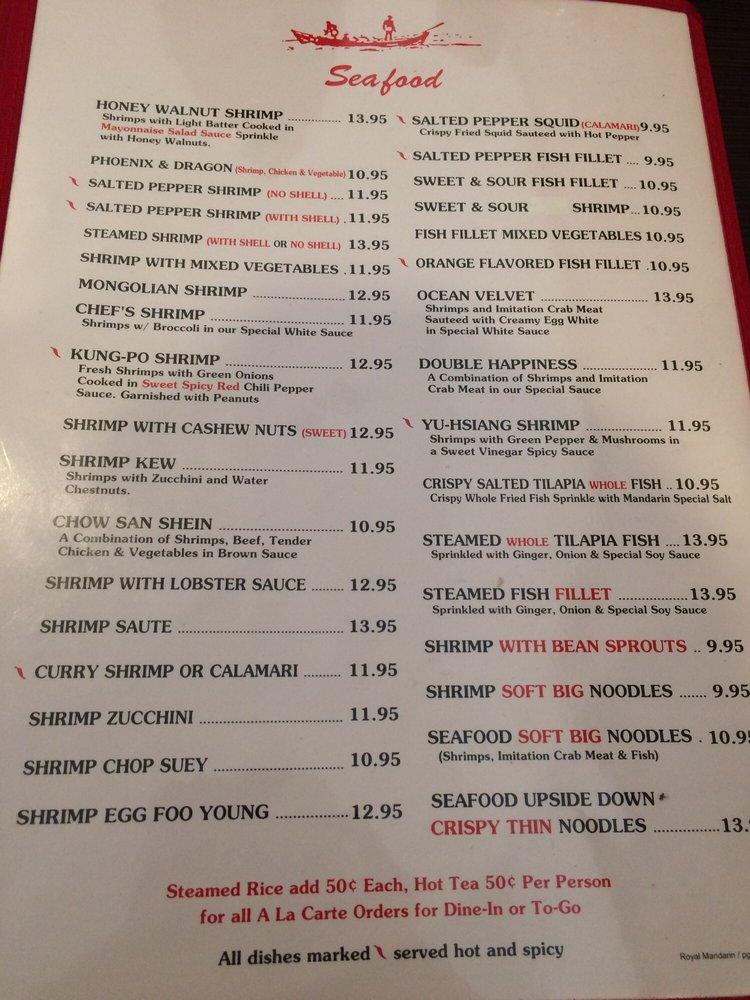 Menu at Royal Mandarin restaurant, National City
