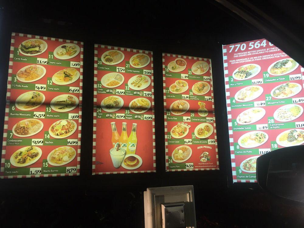 Menu at Don Pedro Mexican Restaurant, Duluth, Pleasant Hill Rd
