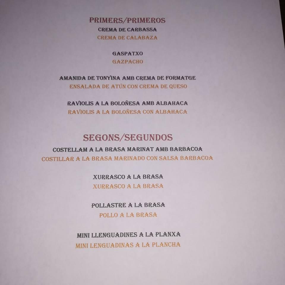 Menu at La remor del molí restaurant, Sant Iscle de Vallalta