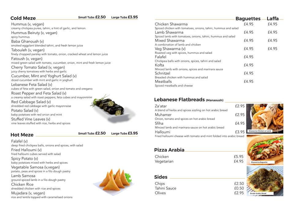 Menu at Tahini restaurant, Dundee
