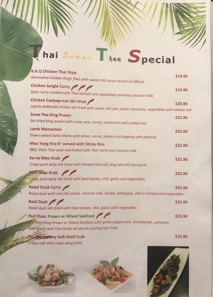 Menu at Thai Lemon Tree restaurant, Croydon