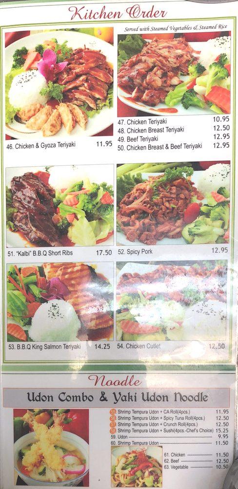 Menu at Dong Hae Sushi restaurant, Lompoc