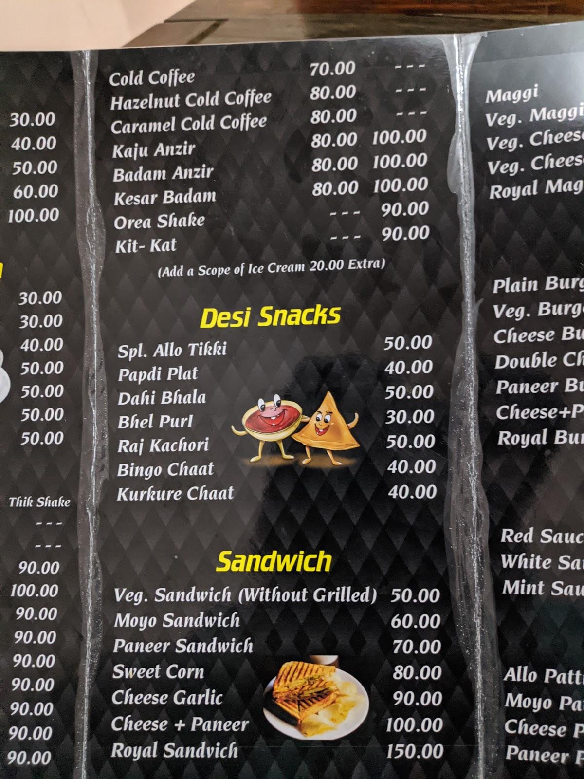 Menu at ROYAL CAFE रायल कैफै, Bikaner