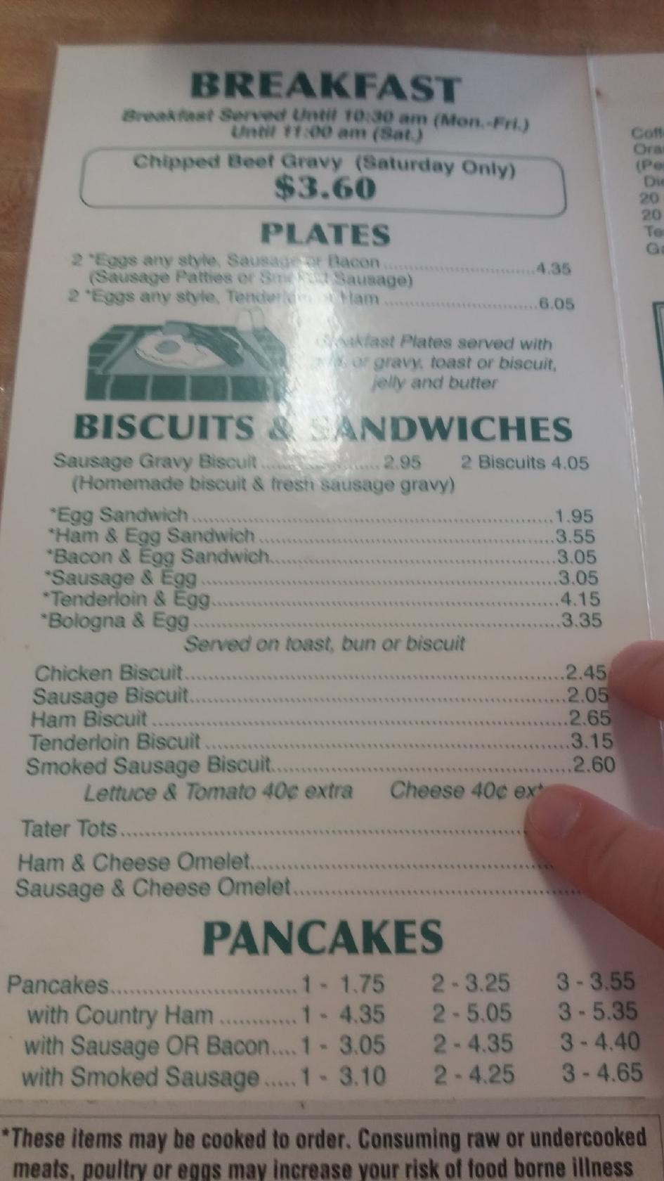 Menu at Frank & Larry's Drive In restaurant, Greensboro