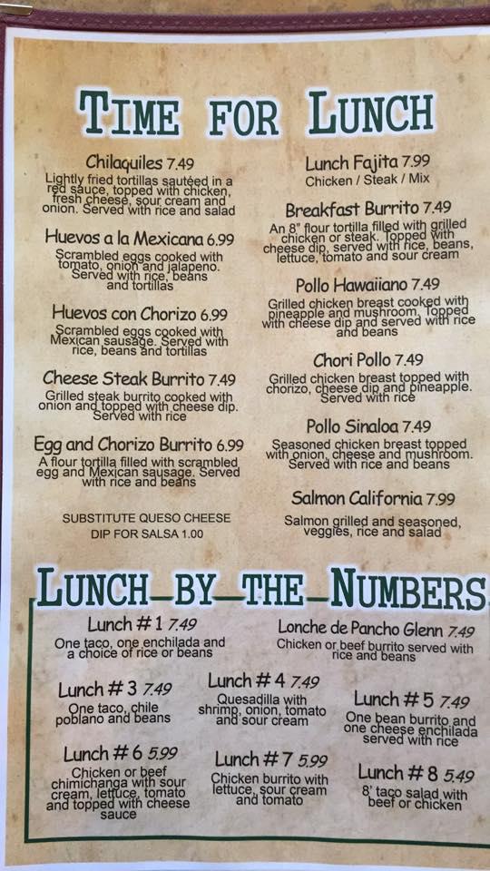 Menu at La Finca restaurant, Spencer, Ripley Rd