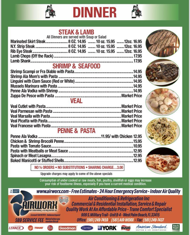 Menu at Mom's Kitchen restaurant, Greenacres