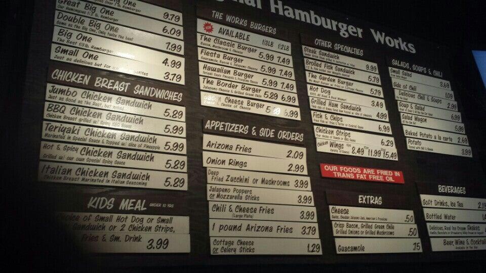 Carta del pub y bar Original Hamburger Works, Phoenix
