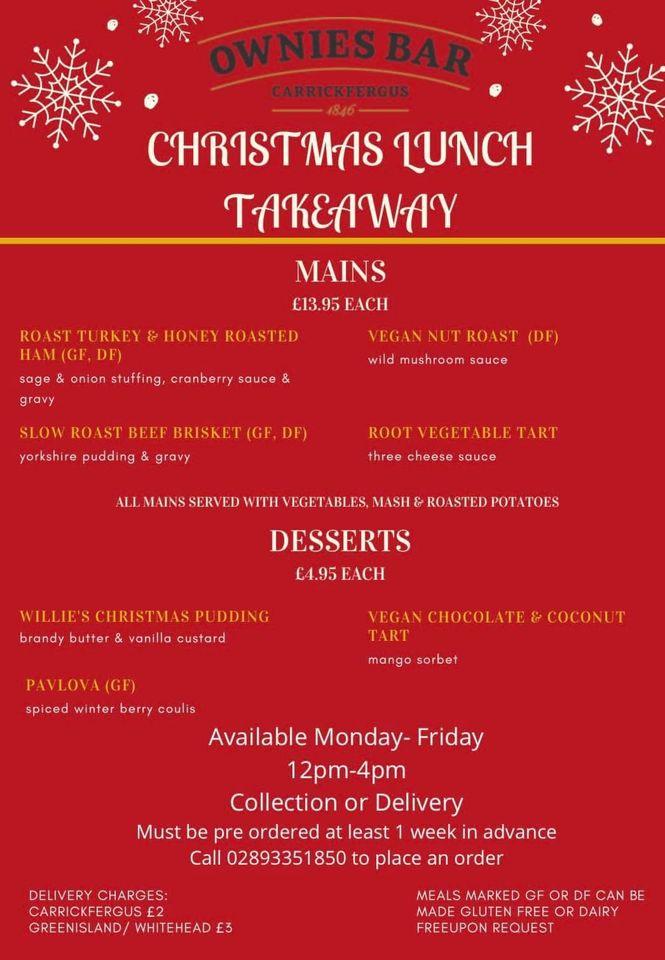 Menu at Ownies Bar and Bistro, Carrickfergus