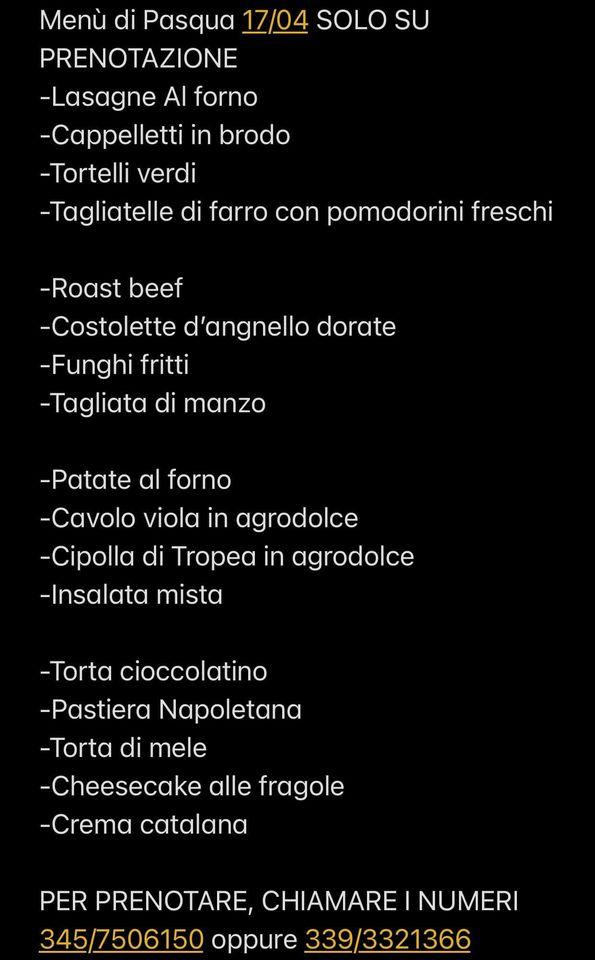 Menu at Piccolo Bar, Scandiano
