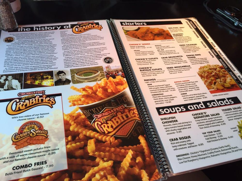 Menu at Chickie's & Pete's pub & bar, Atlantic City