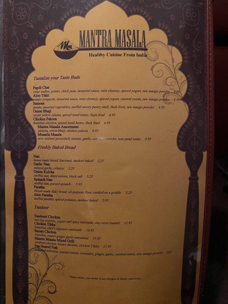 Menu at Mantra Masala restaurant, Las Vegas, W Warm Springs Rd Unit 101