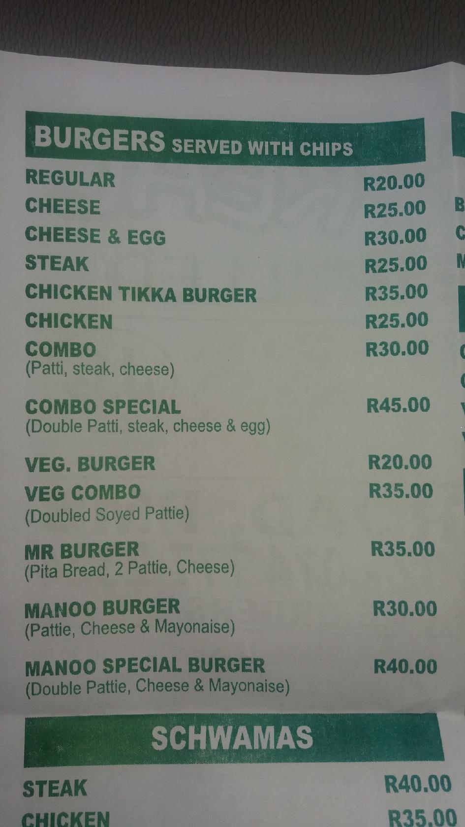 Menu at Tang Real Flame Grilled, Pietermaritzburg