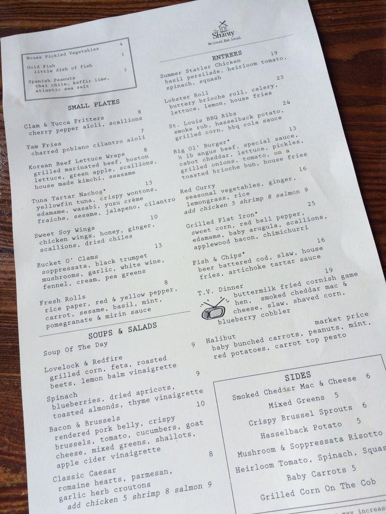 Menu at The Shanty pub & bar, Warwick, Post Rd
