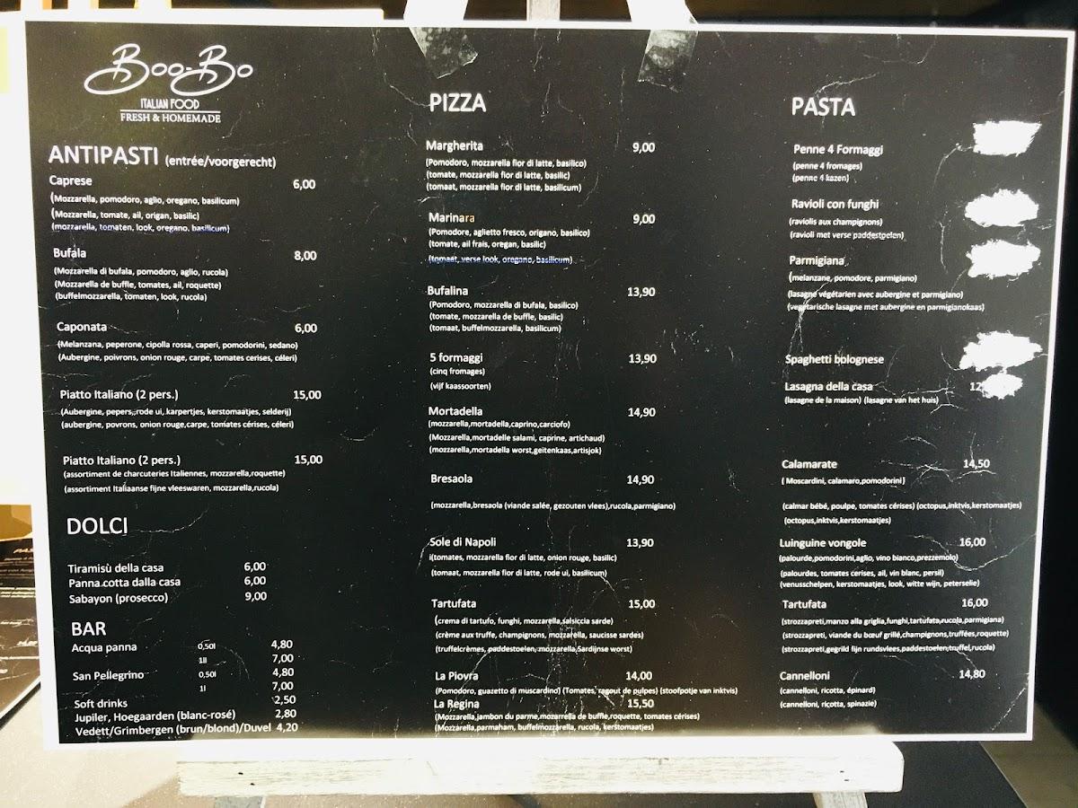 Menu at Boo-Bo, Evere