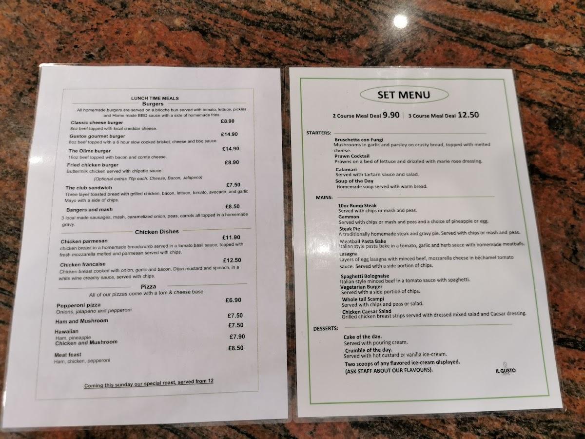 Menu at Il Gusto cafe, Chapel Saint Leonards