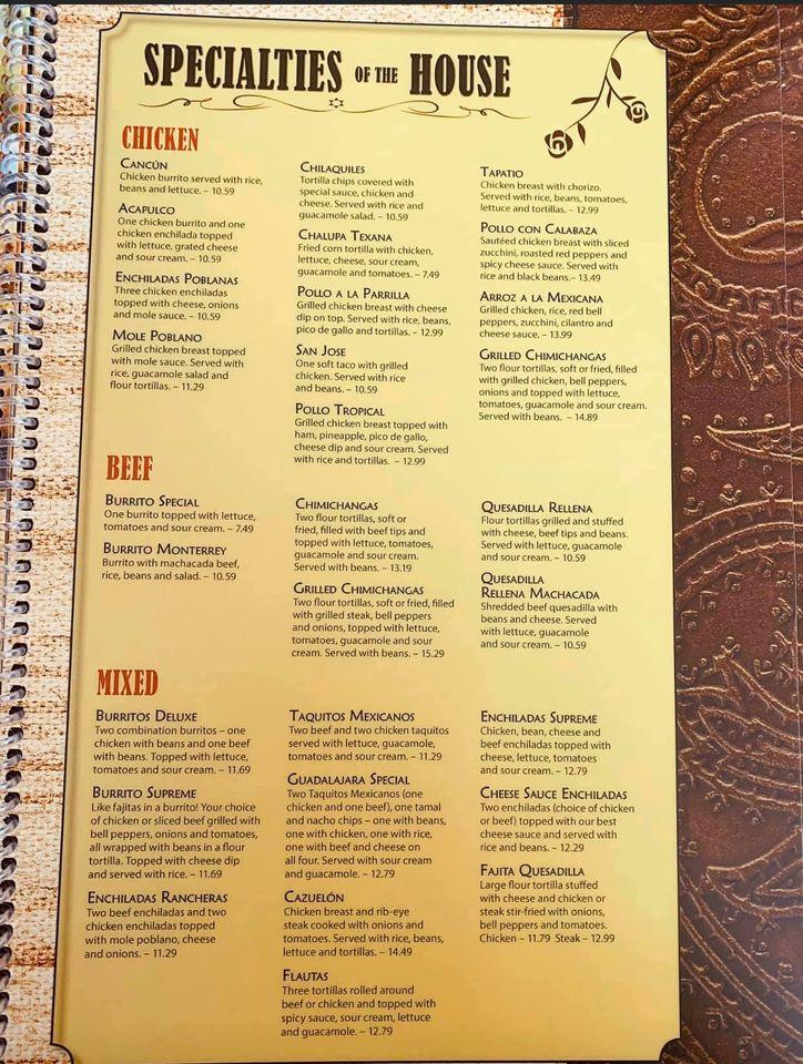 Menu at Rodeo Grande restaurant, Roanoke