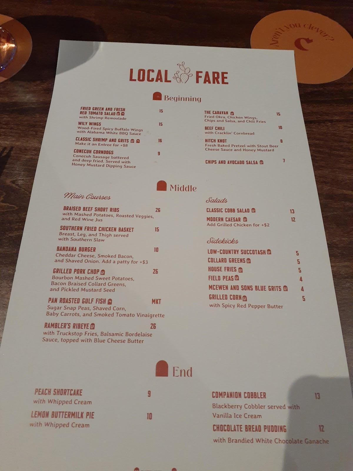 Menu at The Fennec pub & bar, Birmingham
