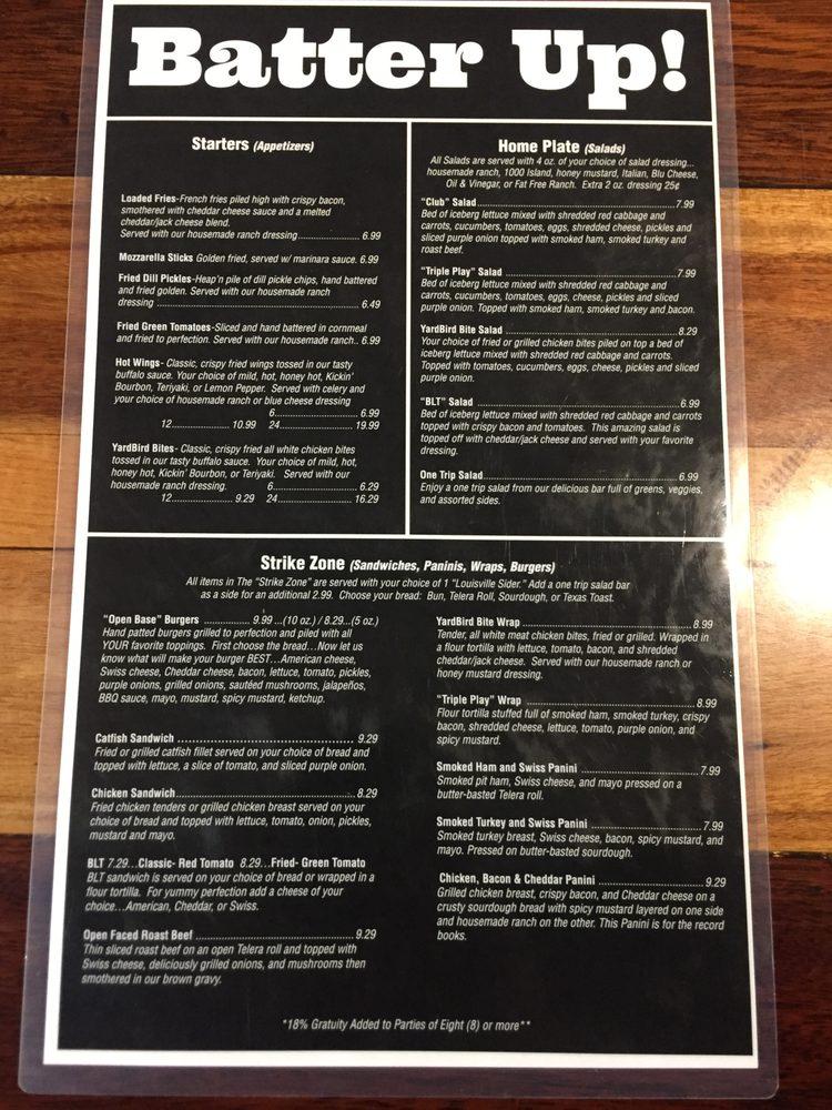 Menu at Batter Up! / Cater Up! steakhouse, Sylacauga