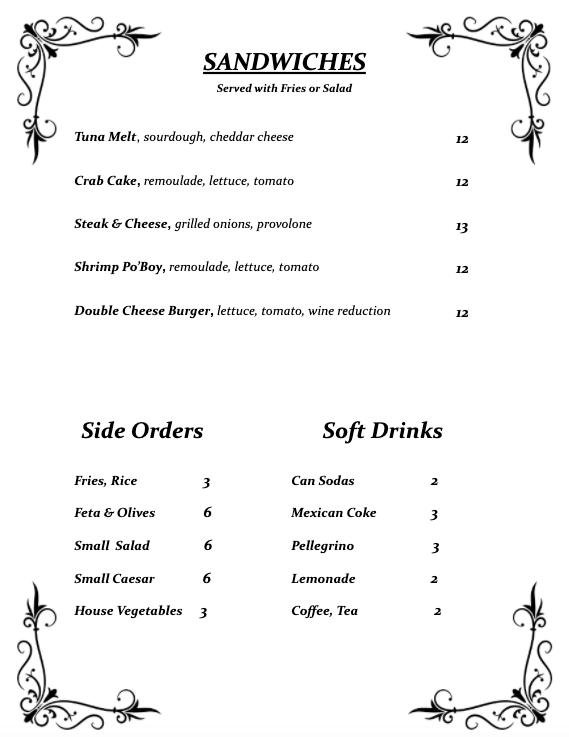 Menu at CF Food Kitchen restaurant, Los Angeles