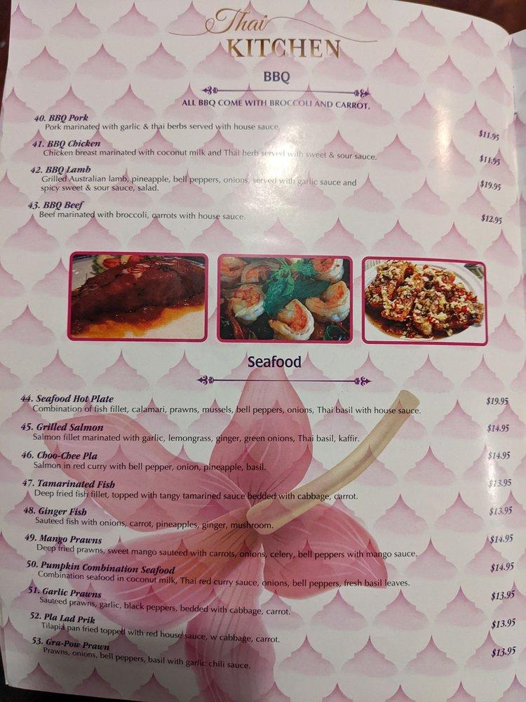 Menu at Thai Kitchen restaurant, Lodi
