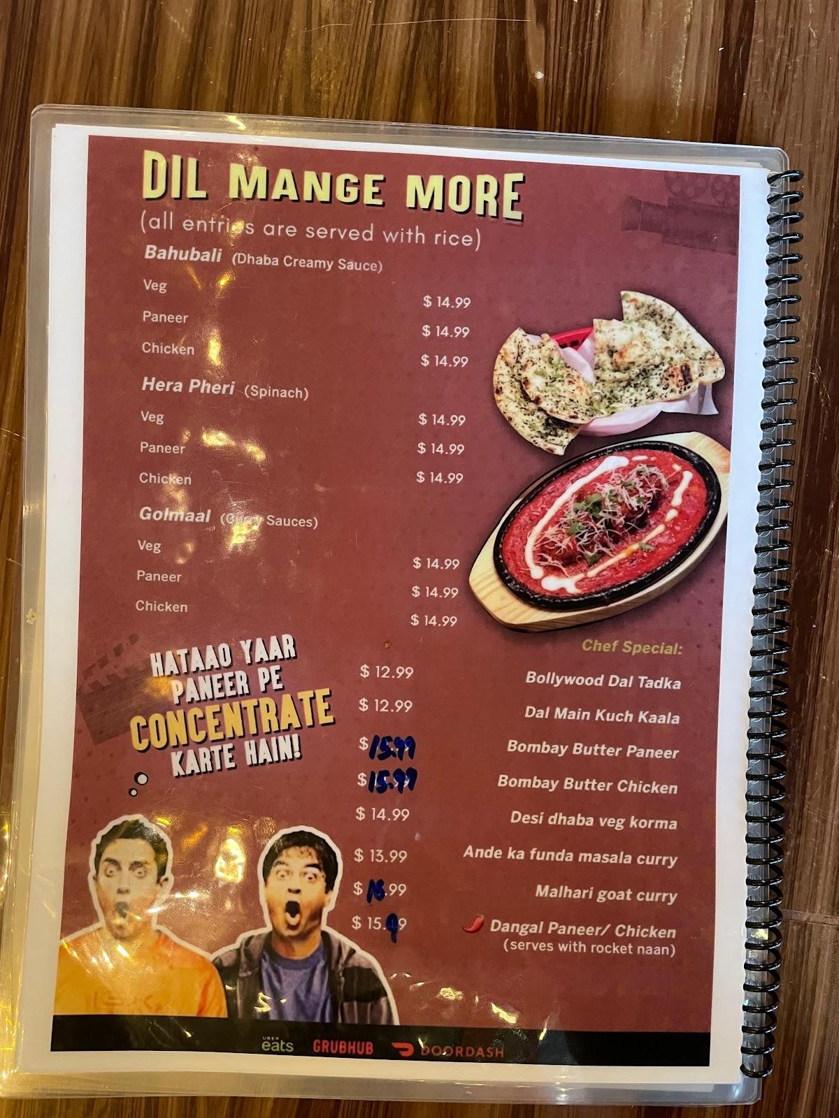 Menu at Fusion India restaurant, Bothell