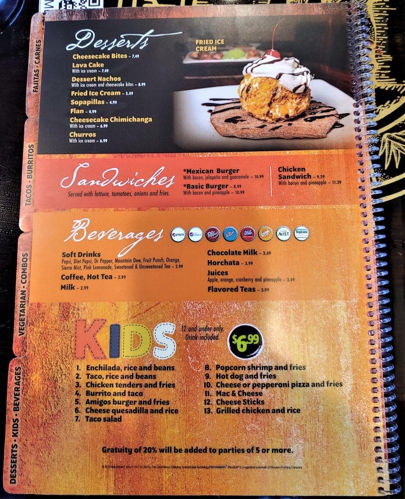 Menu at Gran Maya Mexican Grill restaurant, Virginia Beach
