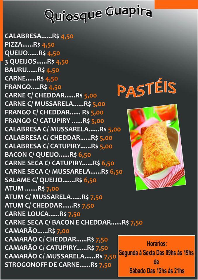 Menu at Quiosque Guapira pub & bar, São Paulo